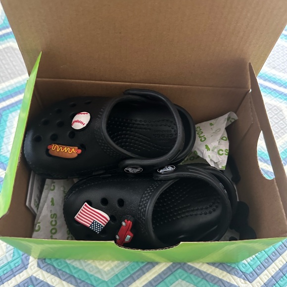 CROCS | Shoes | Crocs Black Slippers Classic Perforated Design | Poshmark